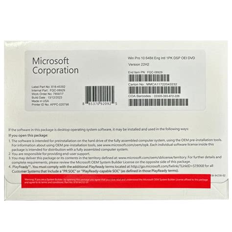 Microsoft Windows 10 Professional 64 Bit OEM DVD With License Key Walmart Com