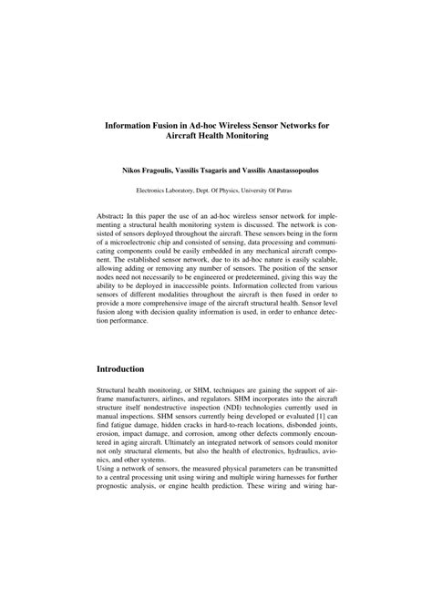 Pdf Information Fusion In Ad Hoc Wireless Sensor Networks For