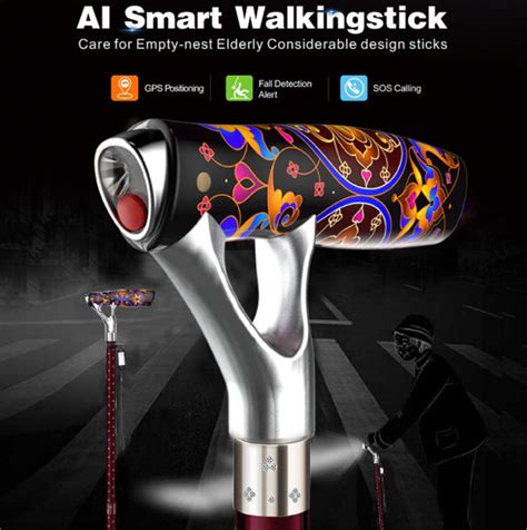 Smart Walking Stick Smart Cane 4g With Voice Call Fall Detection And