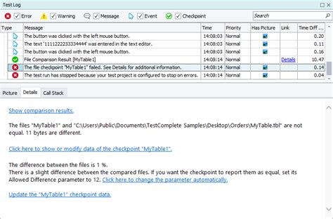 Analyzing File Verification Results Testcomplete Documentation