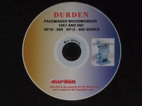Genuine Durden Dvd For Sp10 600 And Sp12 600 Pacemaker Woodworker Inc