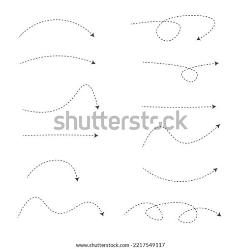 Set Dashed Line Arrows Stock Vector Royalty Free 2217549117 Shutterstock