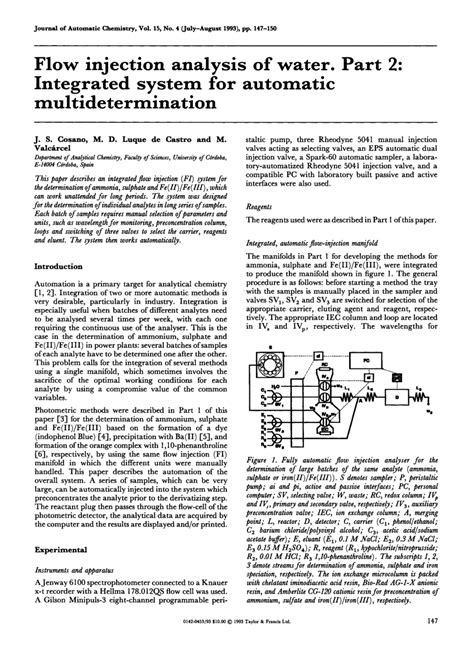 Pdf Flow Injection Analysis Of Water Part 2 Integrated System For Automtic Multidetermination