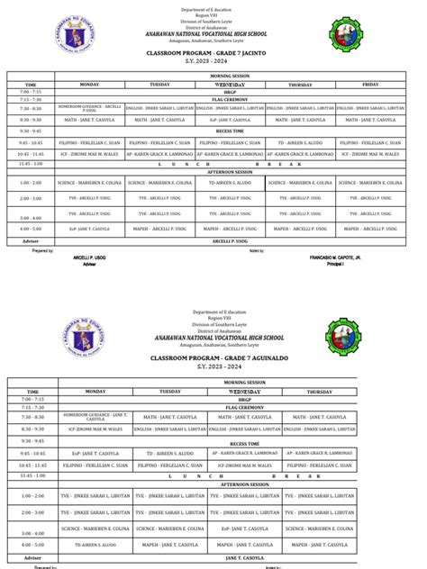 Class Program 2023 2024 Pdf Philippines