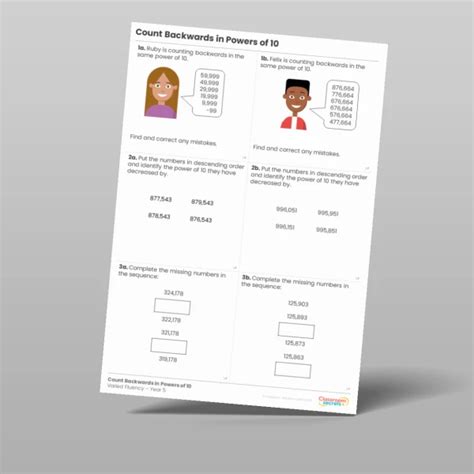 Year 5 Count Backwards In Powers Of 10 Fluency Matrix Resource Classroom Secrets