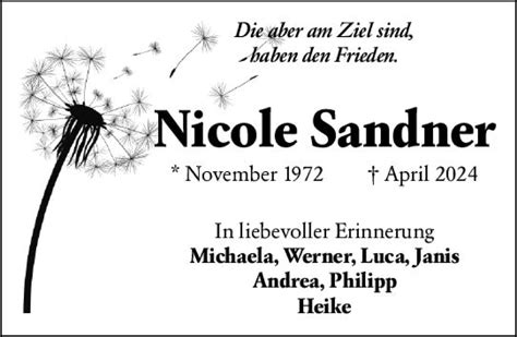 Traueranzeigen Von Nicole Sandner Vrm Trauer De