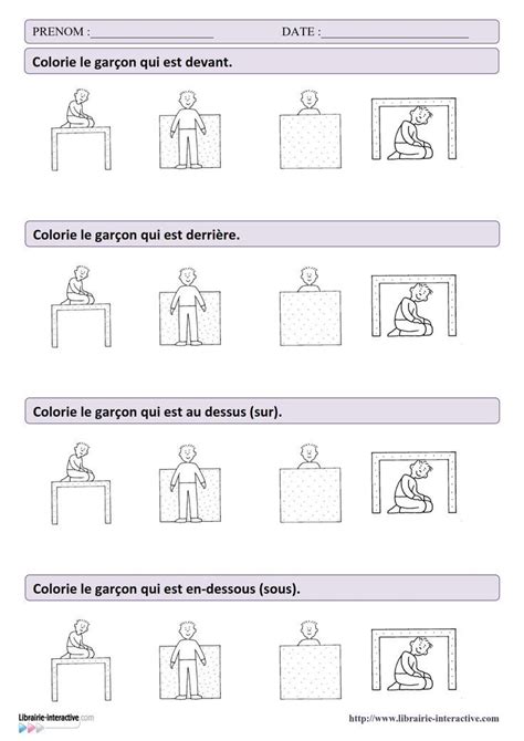 Se Repérer Dans Lespace Les Notions De Devant Derrière Sur Sous Gs Französisch