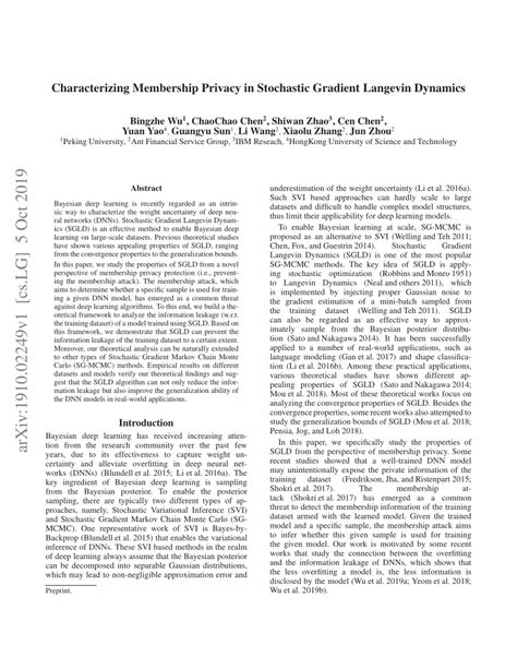 pdf characterizing membership privacy in stochastic gradient langevin