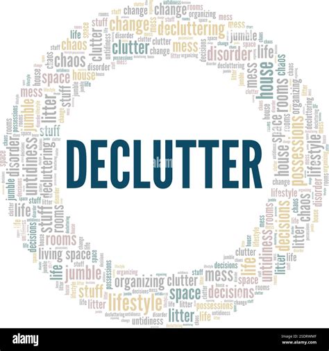 Declutter Word Cloud Conceptual Design Isolated On White Background