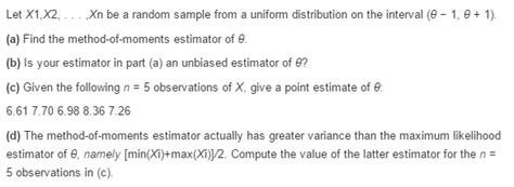 Solved Let X X X N Be A Random Sample From A Chegg
