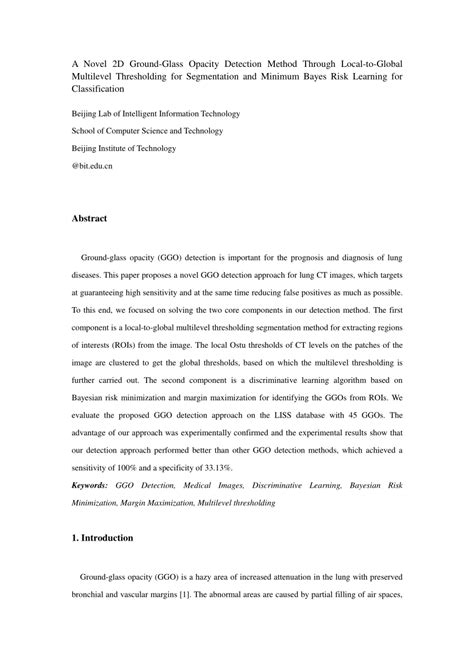Pdf A Novel 2d Ground Glass Opacity Detection Method Through Local To Global Multilevel