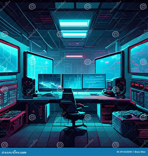3d Rendering Of The Control Room In A Spaceship With A Lot Of Monitors Generative Ai Stock