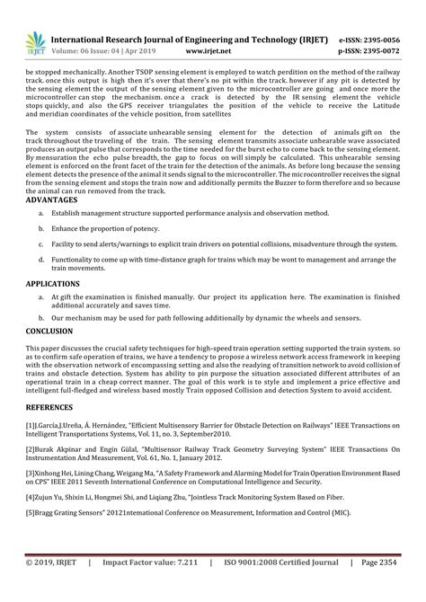 Irjet Railway Track Fault Detection System Using Robot Car Pdf
