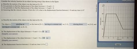 solved consider the velocity function for an object moving