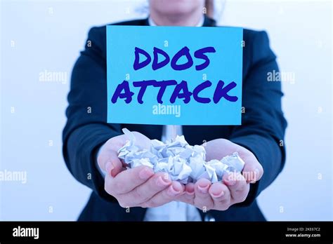 Conceptual Display Ddos Attack Business Concept Disturbed Access To The Normal Server Caused By