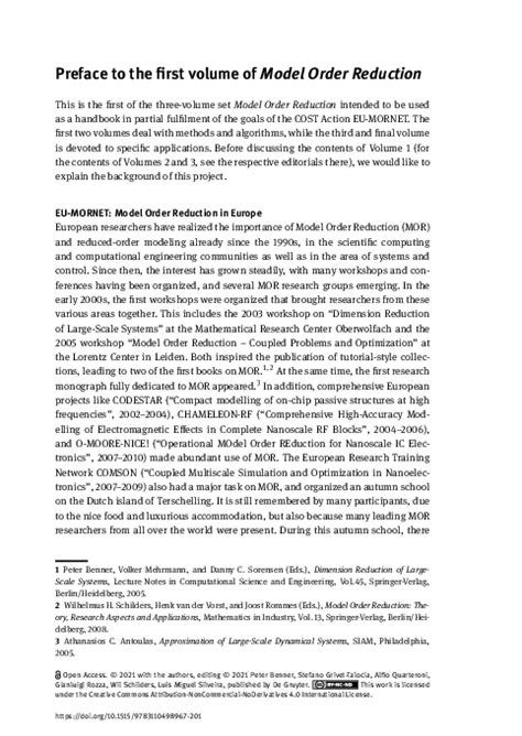 pdf preface to the first volume of model order reduction