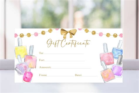 Editable Manicure T Certificate Voucher Template Pink And Gold