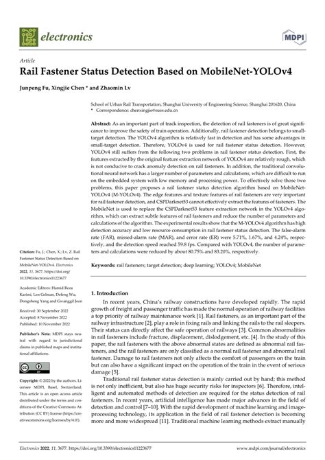 Pdf Rail Fastener Status Detection Based On Mobilenet Yolov4