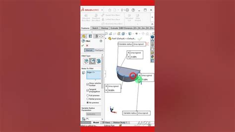 Solidworks Variable Size Fillet Youtube