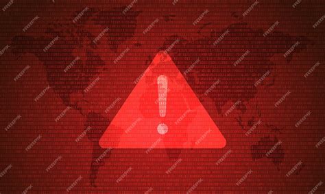 Premium Vector Attention Danger Hacking Symbol On Map Dark Red Background Hack Attack Data
