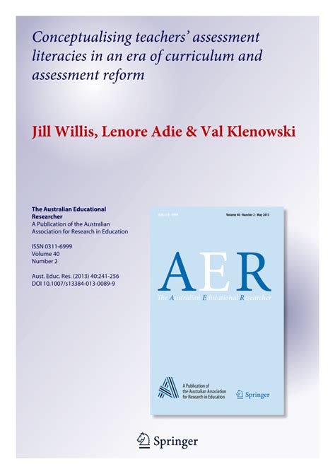 Pdf Conceptualising Teachers Assessment Literacies In An Era Of Curriculum And Assessment Reform