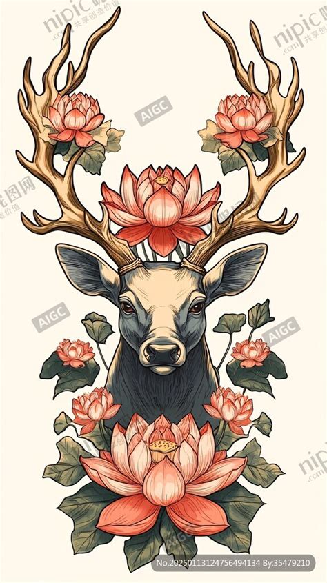 ai创作图鹿与花插画 手绘麋鹿插画 创意手绘梅花鹿插画 鹿包装插画 手绘梅花鹿插画 鹿茸插画 手绘鹿鸟插画 手绘鹿插画 手绘创意梅花鹿 鹿传统