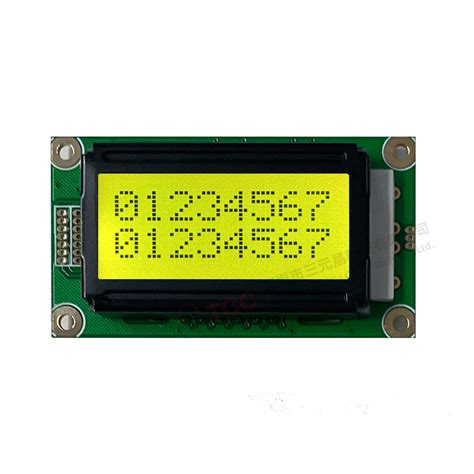 14 Pin 8X2 LCD Display 8 Bit Parallel Interface Stn Yellow Green Monochrome Module 8X2 LCD