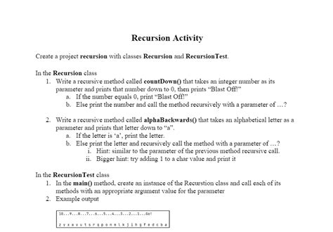 Solved Recursion Activity Create A Project Recursion With Chegg Com