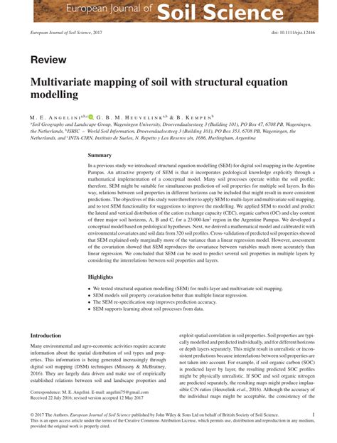 PDF Multivariate Mapping Of Soil With Structural Equation Modelling Multivariate Soil Mapping