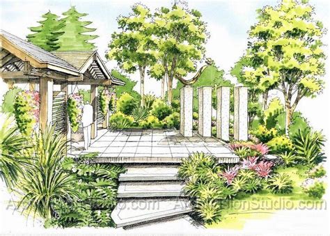 Marker Sketch Hand Illustration Landscape Architecture Drawing Landscape Design Drawings