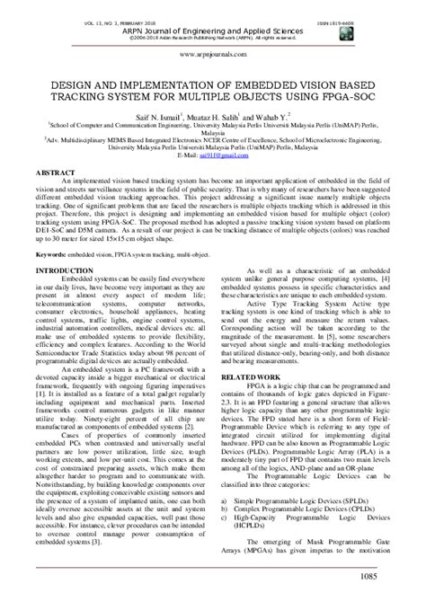 Pdf Design And Implementation Of Embedded Vision Based Tracking