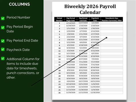 Biweekly 2026 Payroll Calendar Printable Calendar