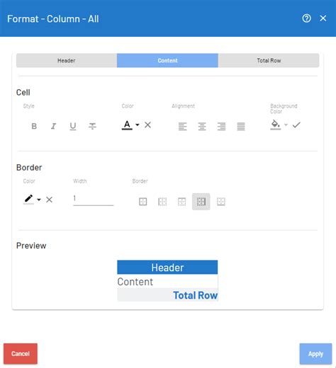 Formatting Columns And Groups