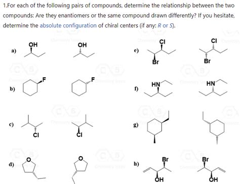 Solved 1 For Each Of The Following Pairs Of Compounds