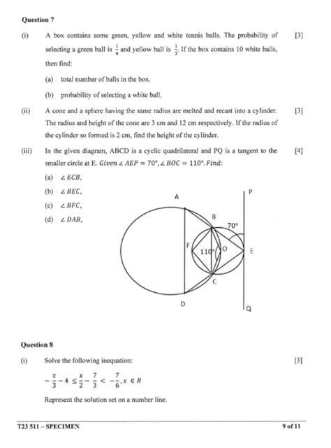 Icse Mathematics Specimen Paper 2023 With Solutions Answer Key
