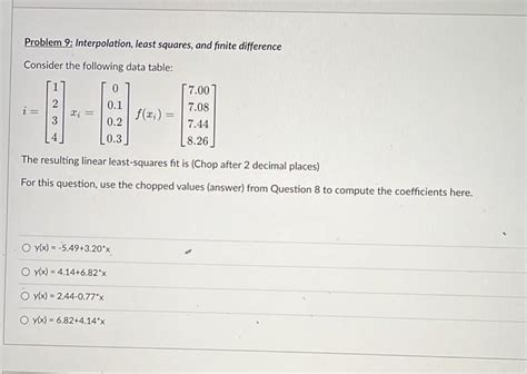 solved problem 9 interpolation least squares and finite