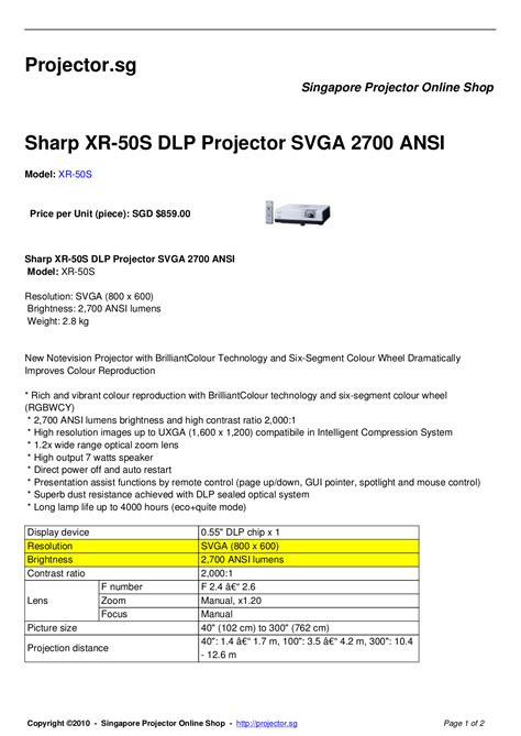 Pdf Manual For Sharp Projector Xr 50s