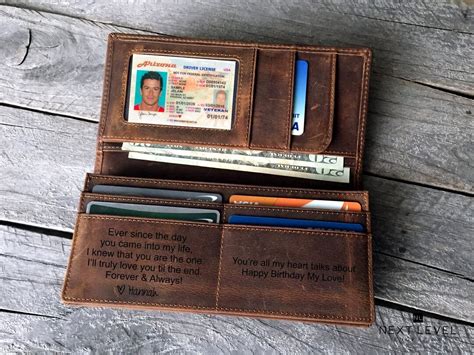 Personalized Mens Leather Bifold Wallet Rfid Blocking Fathers Day