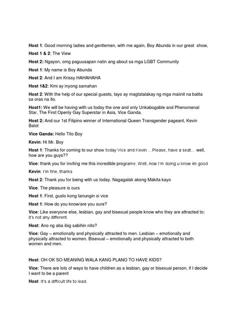 Talk Show Script Pdf Same Sex Sexuality Human Reproduction