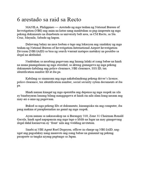 6 Arestado Sa Raid Sa Recto Pdf