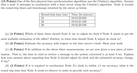 Solved 18 Points One Of The First Physical Time