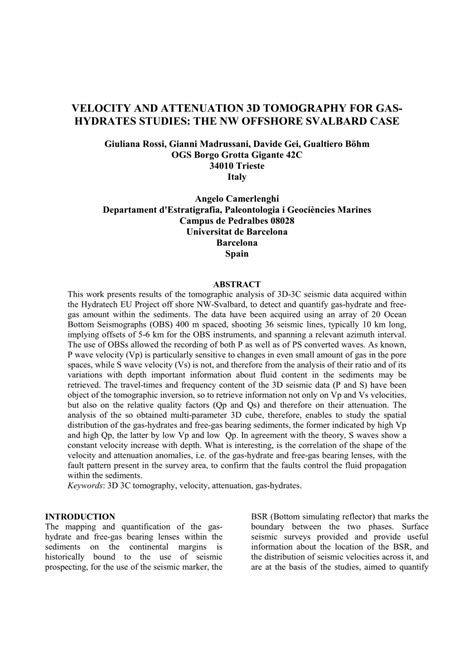 Pdf Measurement Of P And S Wave Velocities And The Estimation Of