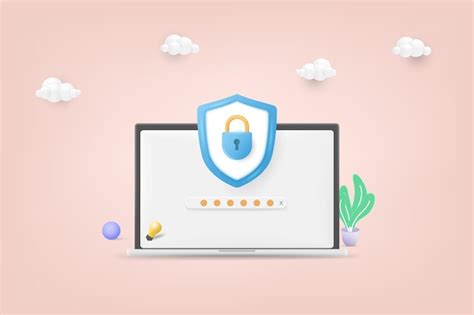 Premium Vector User Data Protection Personal Data Security Laptop Screen With 3d Shield And
