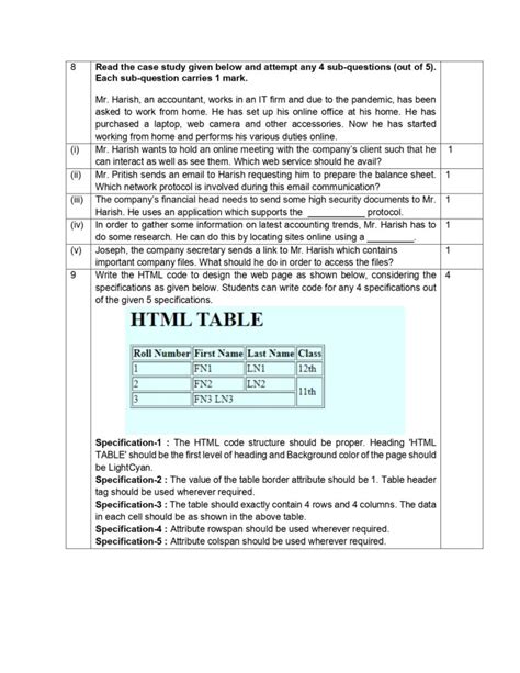 Cbse Class 10 Computer Application Term 2 Sample Paper With Answers
