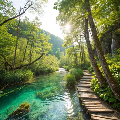 Crystal Clear Forest Stream In Sunshine Stock Illustration Illustration Of Green Crystalwater