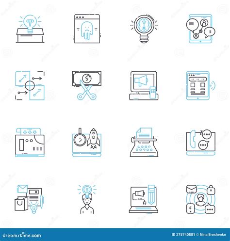 Informational Cooperation Linear Icons Set Collaboration Partnership Alignment Synergy