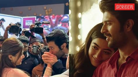 Rashmika Mandanna Blushes As Vijay Deverakonda Kisses Her At The