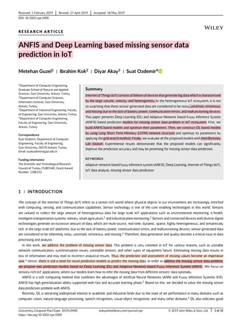 5anfis And Deep Learning Based Missing Sensor Data Prediction In Iot