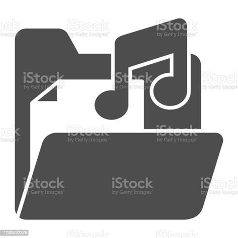 오디오 파일 솔리드 아이콘 사운드 디자인 개념 흰색 배경에 음악 폴더 기호 모바일 개념 및 웹 디자인을위한 글리프 스타일의 음악