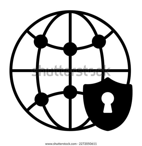 Safety Shield Network Globe Denoting Vector Stock Vector Royalty Free